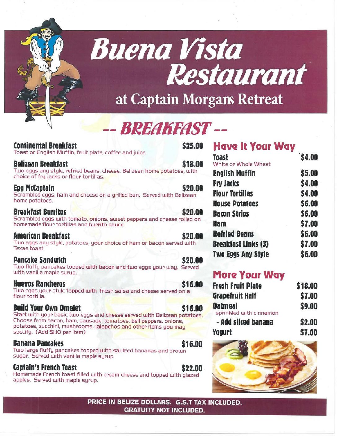 Restaurant Menu-New – Captain Morgan's Retreat